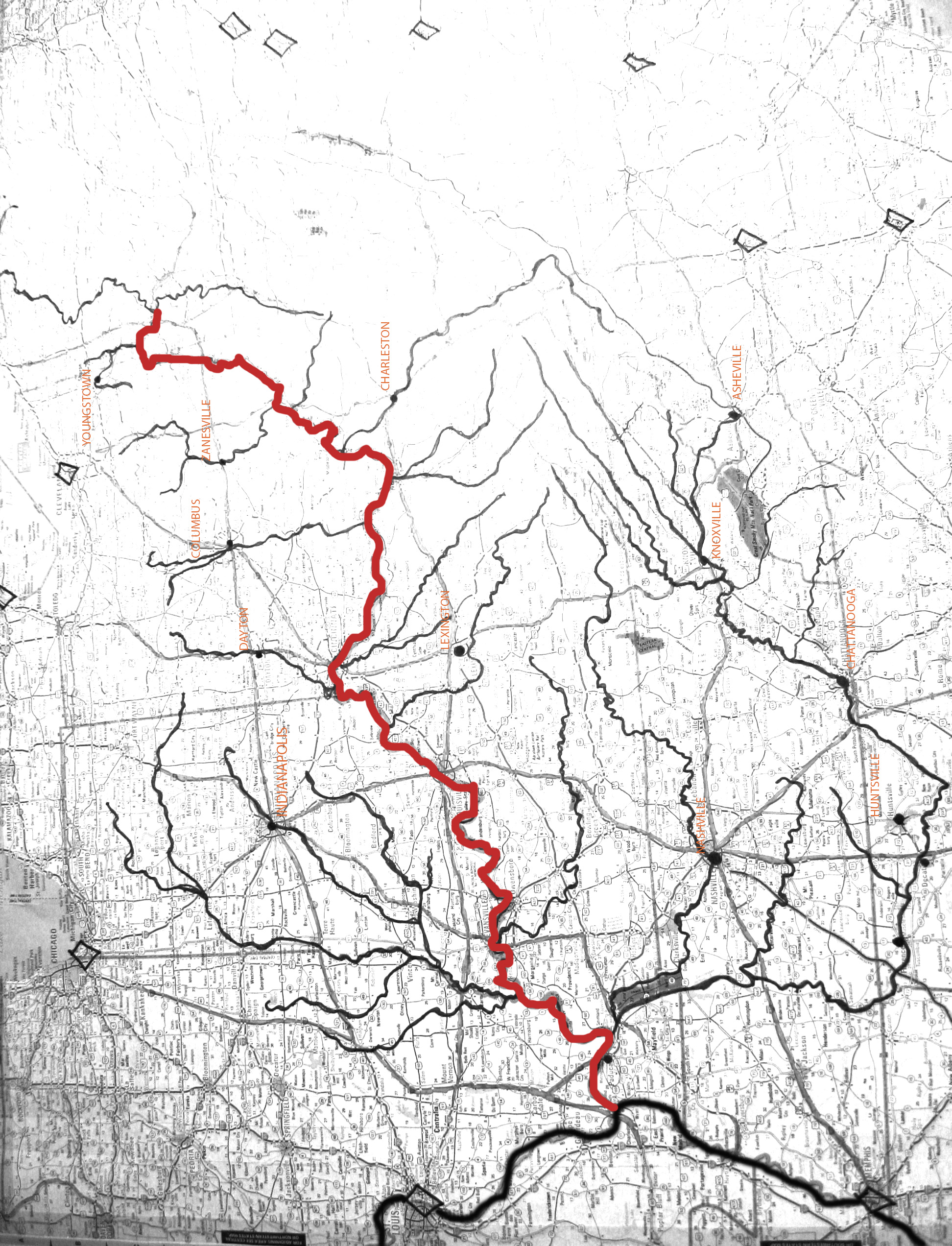 Altered watershed map | Ohio River Mainstem system map